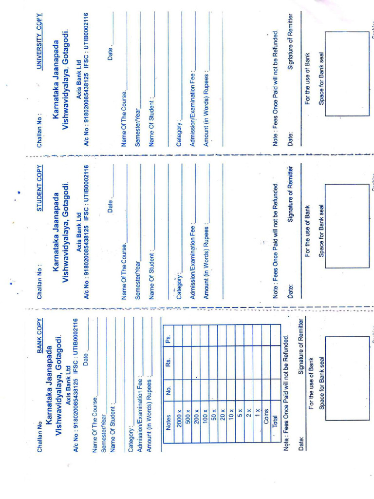 KJVVG Bank Challan | PDF