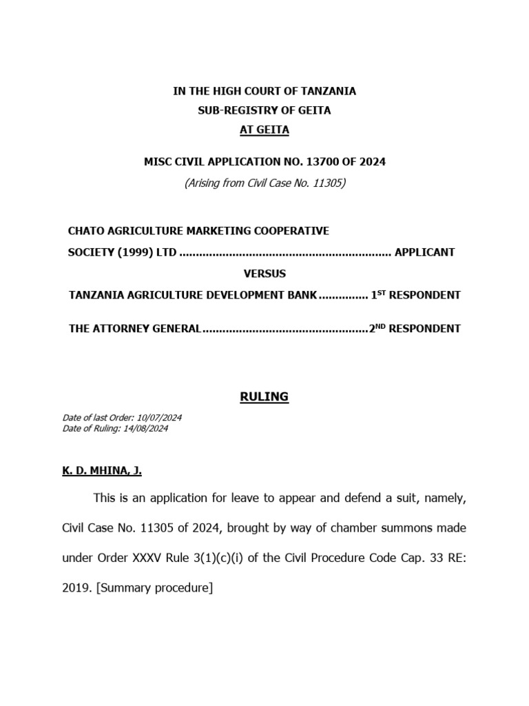 In The High Court of Tanzania Sub-Registry of Geita at Geita | PDF ...