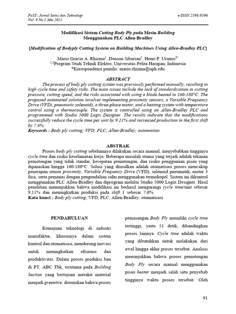 Modifikasi Sistem Cutting Body Ply Pada Mesin Buil | PDF