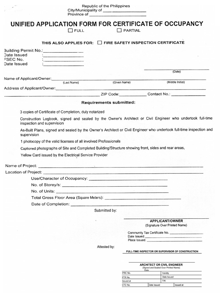Application Form Occupancy | PDF