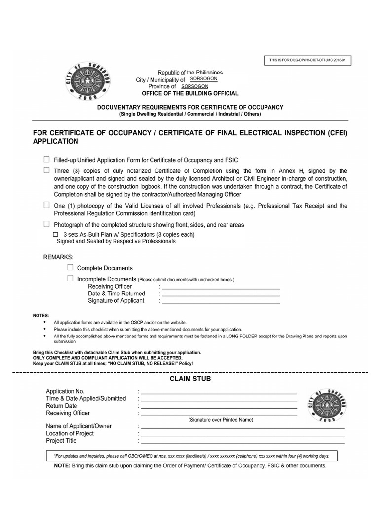 Occupancy Requirements | PDF