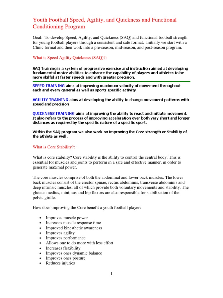 Youth Football Speed Program | PDF | Running | Vertebral Column
