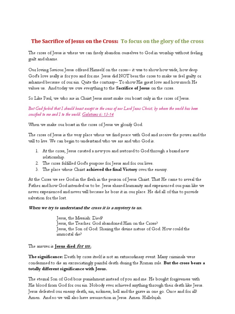 The Sacrifice of Jesus On The Cross | PDF | Crucifixion | Sacrifice