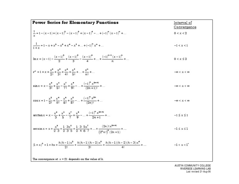 Power Series and Convergence Analysis | PDF
