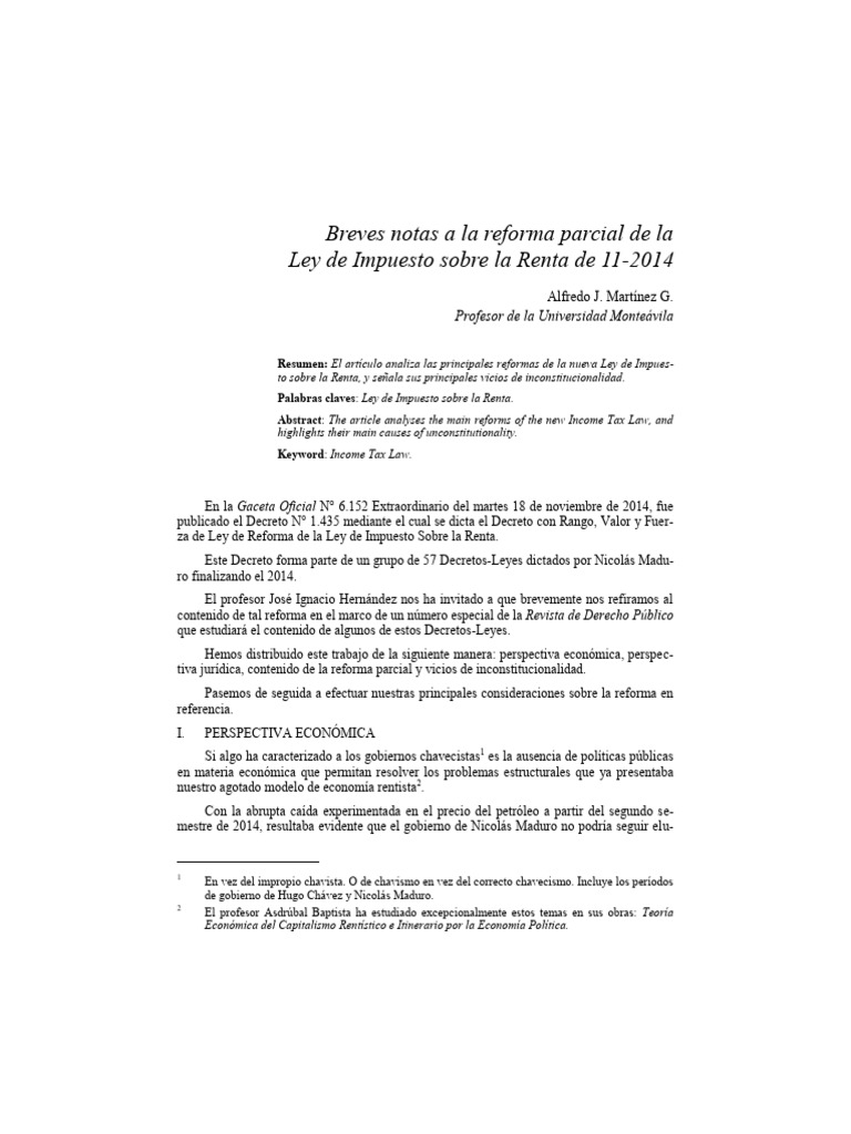 140-Breves Notas Reforma Parci Ley Impu Renta 2014 Alfredo Martinez ...