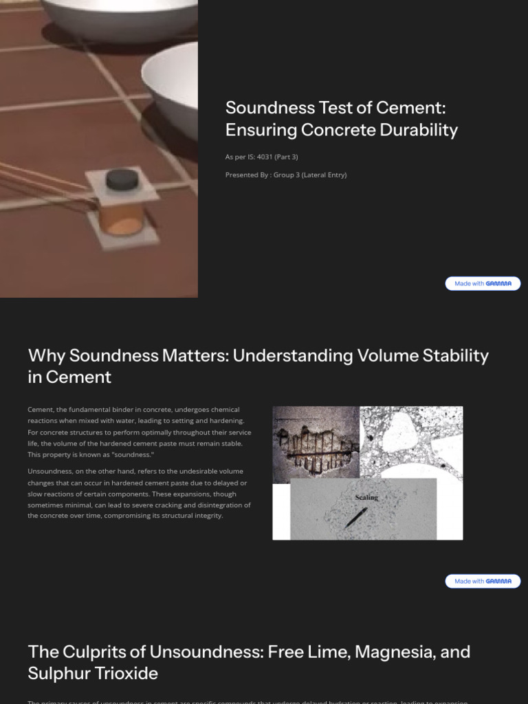 Soundness Test of Cement Explained | PDF | Concrete | Cement