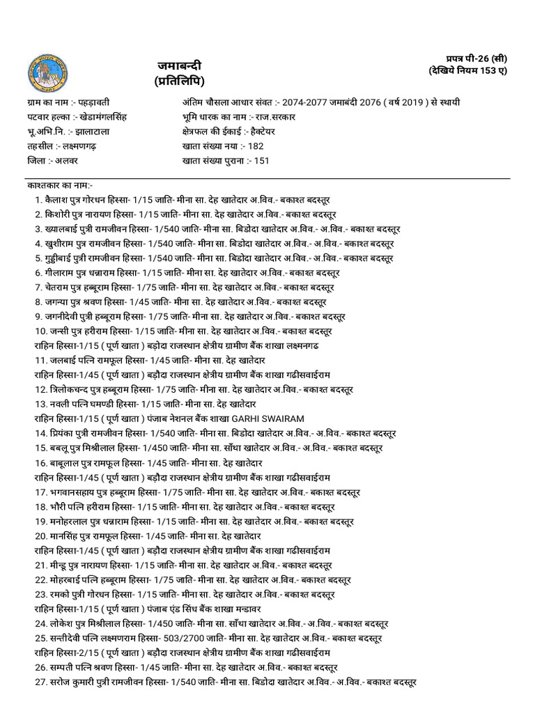 E-Dhara Document | PDF