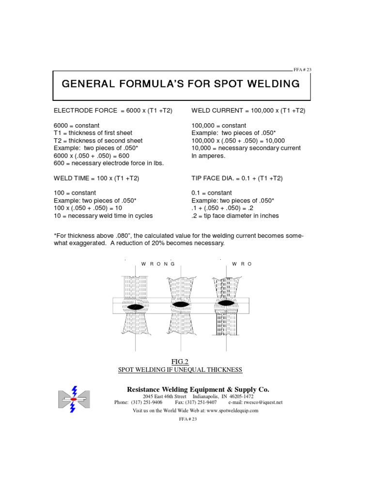 Spot Welding Formula