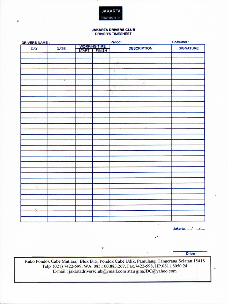 Timesheet Driver | PDF