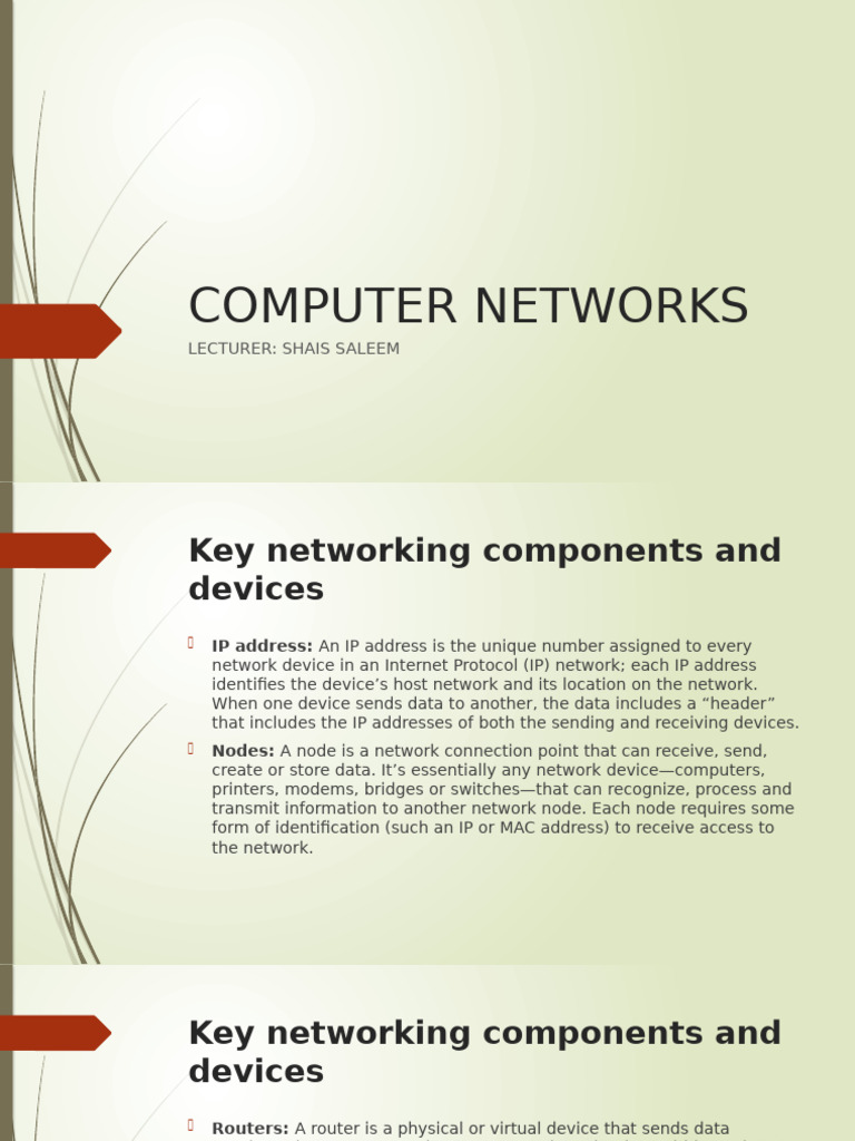 Key Components of Computer Networks | PDF | Computer Network | Local ...