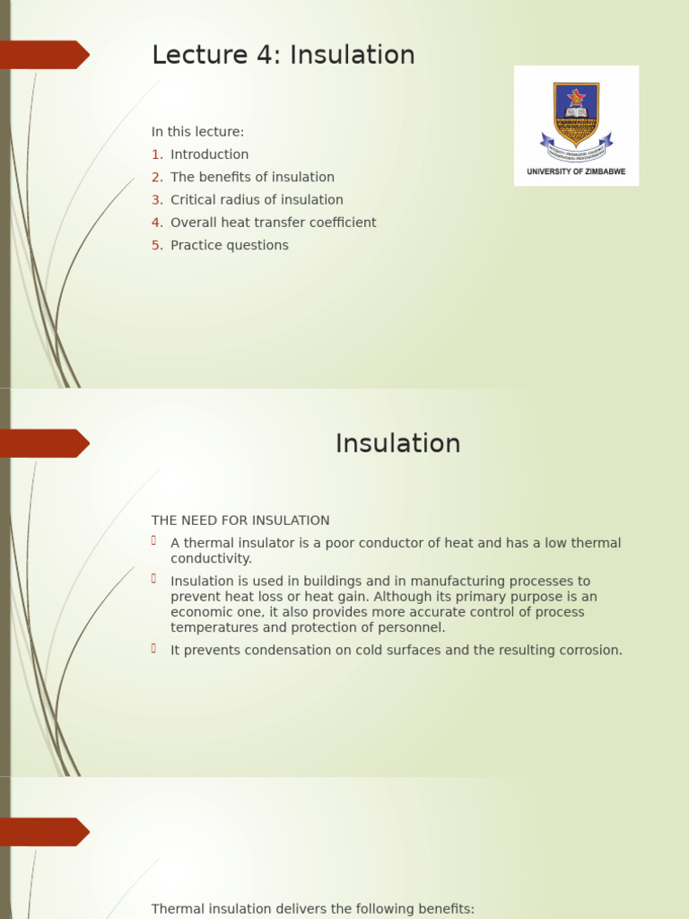 Heat Trans - Lecture 4 | PDF | Thermal Insulation | Heat Transfer