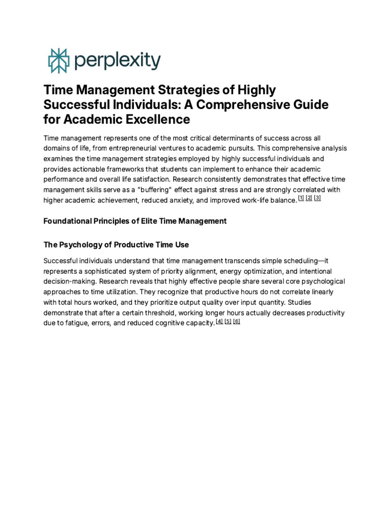 Time Management Strategies of Highly Successful in | PDF ...