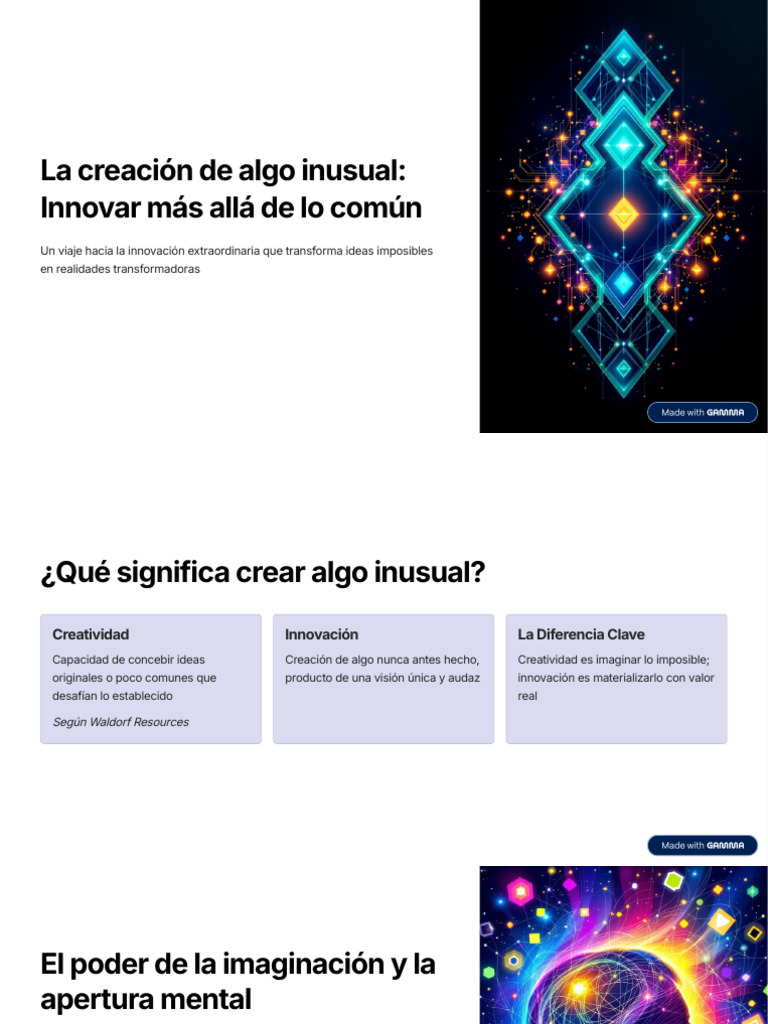 La Creacion de Algo Inusual Innovar Mas Alla de Lo Comun | PDF