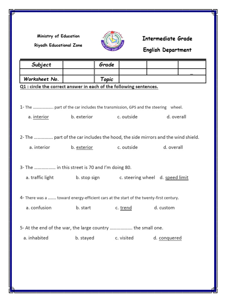 Vocabulary Worksheet for Grade 8 | PDF