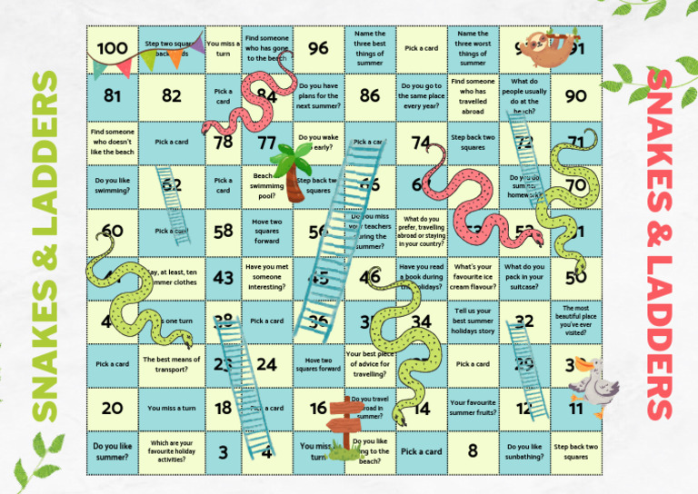 Snakes and Ladders Summer Game | PDF
