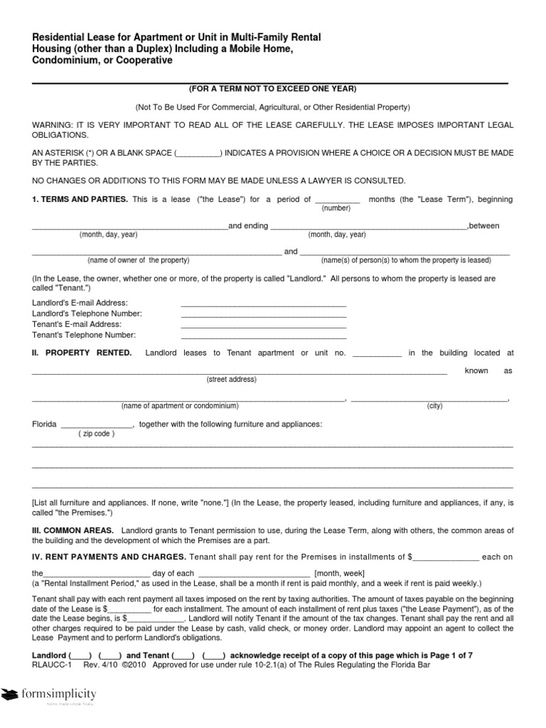 Lease Form | Lease | Leasehold Estate