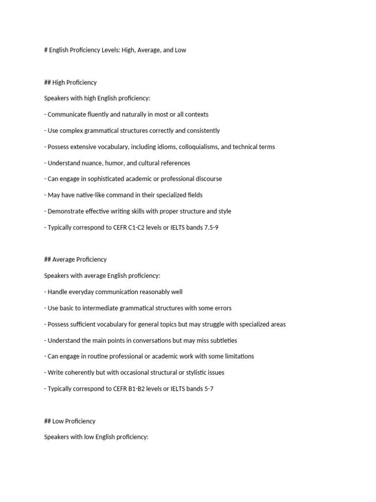 English Proficiency | PDF