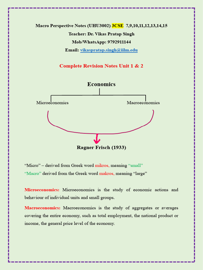 Comprehensive Economics Revision Notes | PDF | Cost Of Living ...