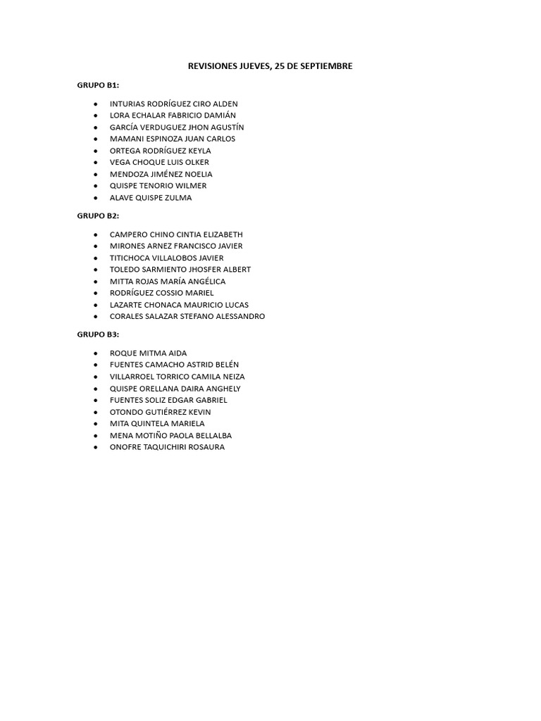 Revisiones 25 y 26 de Septiembre | PDF