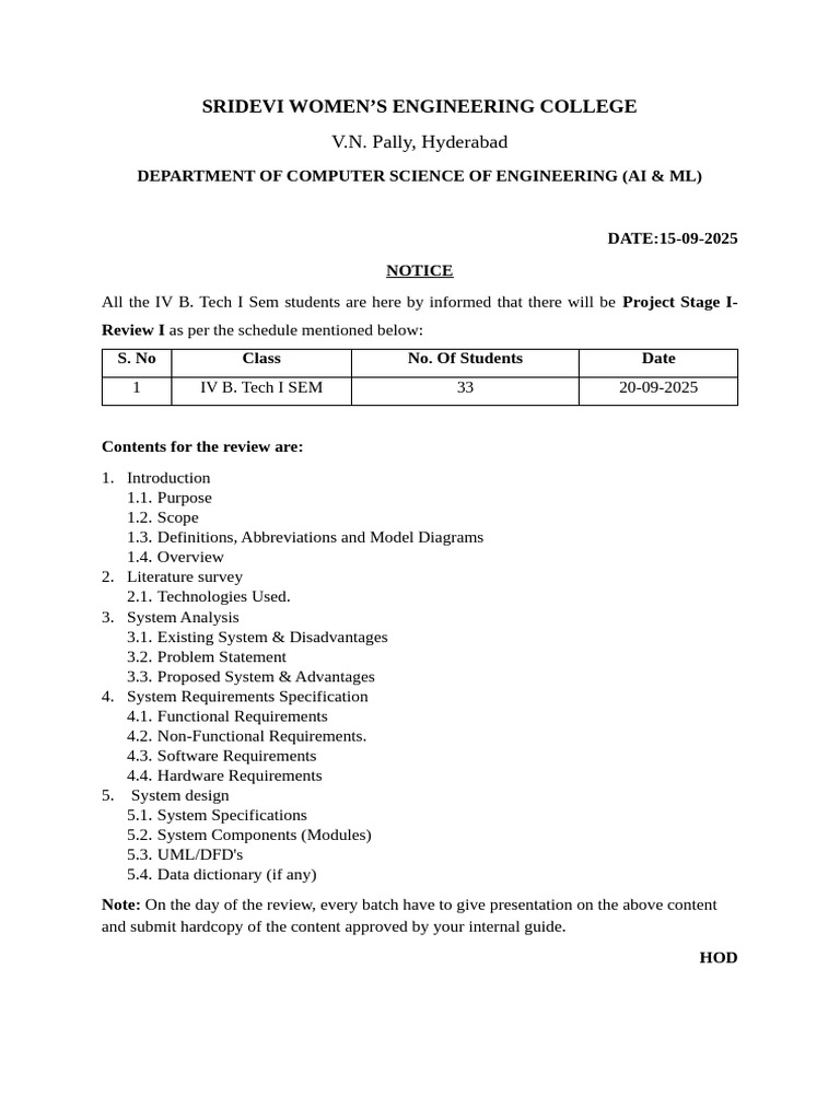 Major Project Review I-Notice | PDF