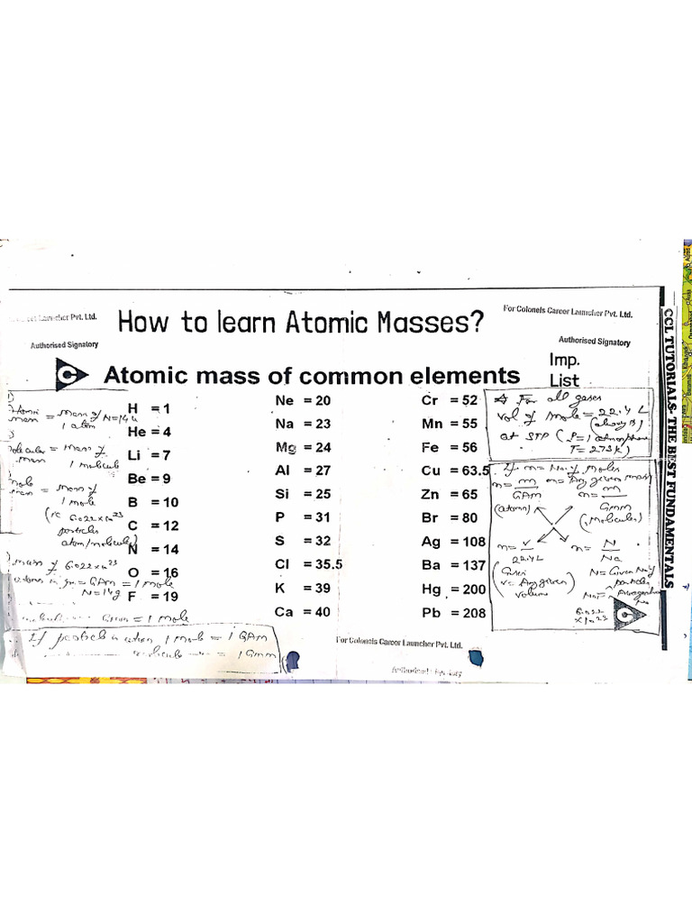 Atomic Mass and Periodic Table Sticky 8 9 10 | PDF