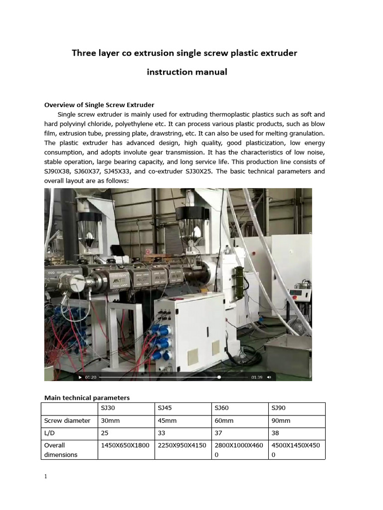 Three Layer Co Extrusion Single Screw Plastic Extruder | PDF ...