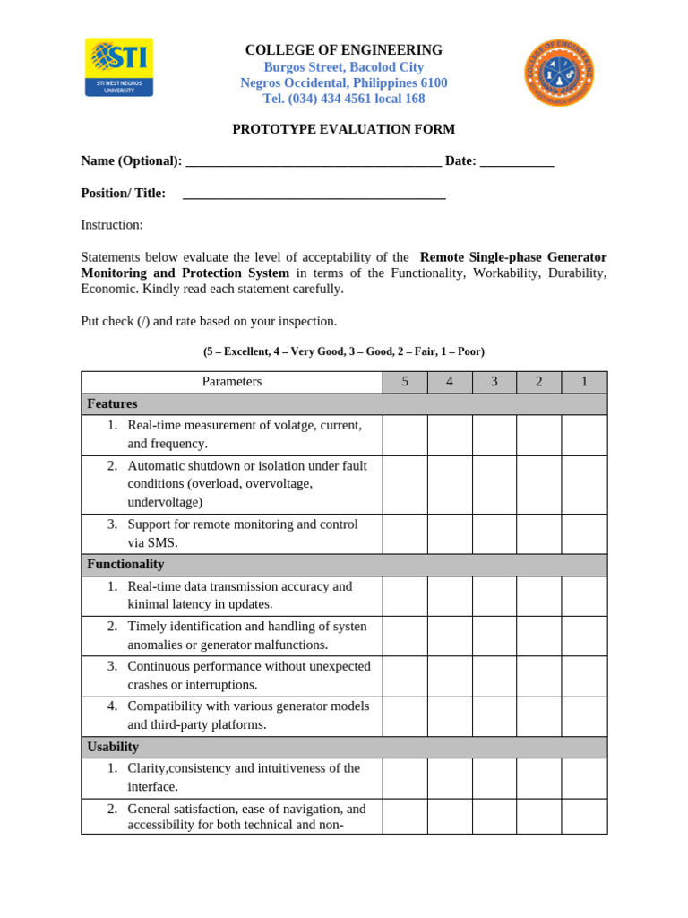 Remote Generator Monitoring Evaluation Form | PDF