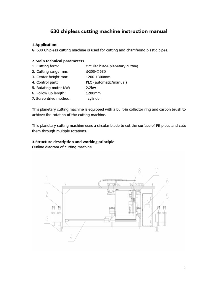 GF630 Chipless Cutting Machine Manual | PDF | Machines | Knife