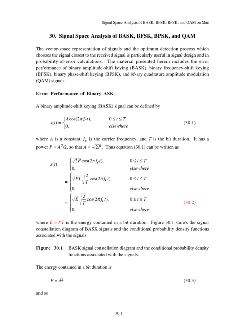 Signal Space Analysis of BASK, BFSK, BPSK, and QAM On Mac | PDF | Broadcast Engineering | Media ...