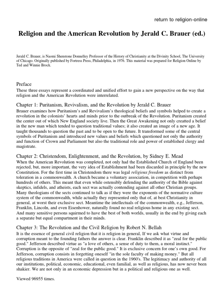 Religion's Role in the American Revolution | PDF | Puritans | American ...