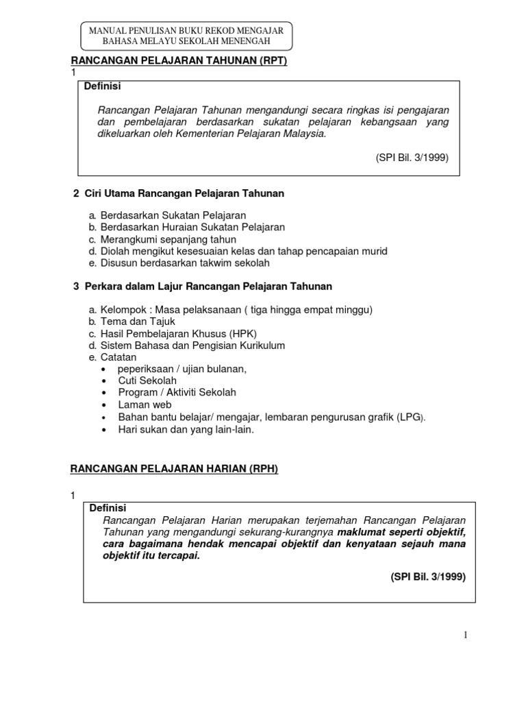 Contoh RPH Dan RPT SM | PDF