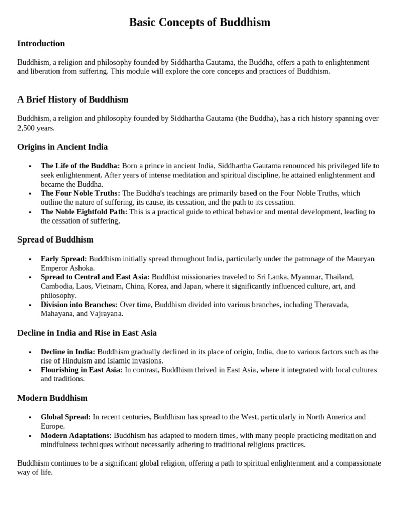 Basic Concepts of Buddhism | PDF | Four Noble Truths | Noble Eightfold Path