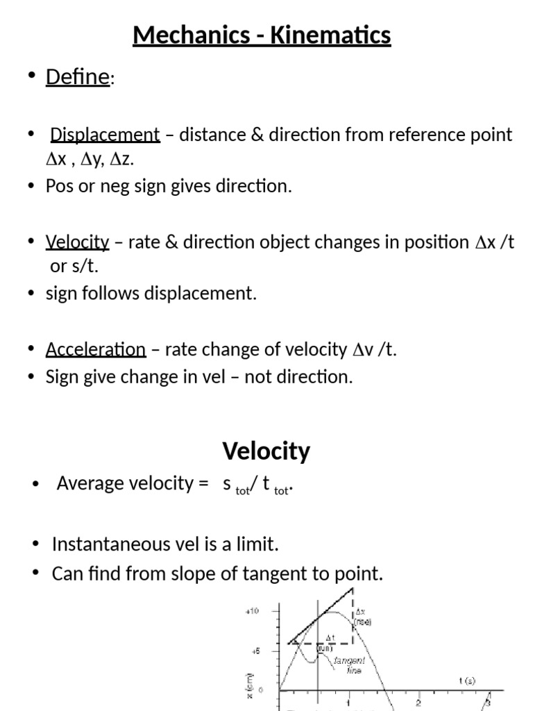 Kinematics: Displacement, Velocity, Acceleration | PDF | Velocity ...
