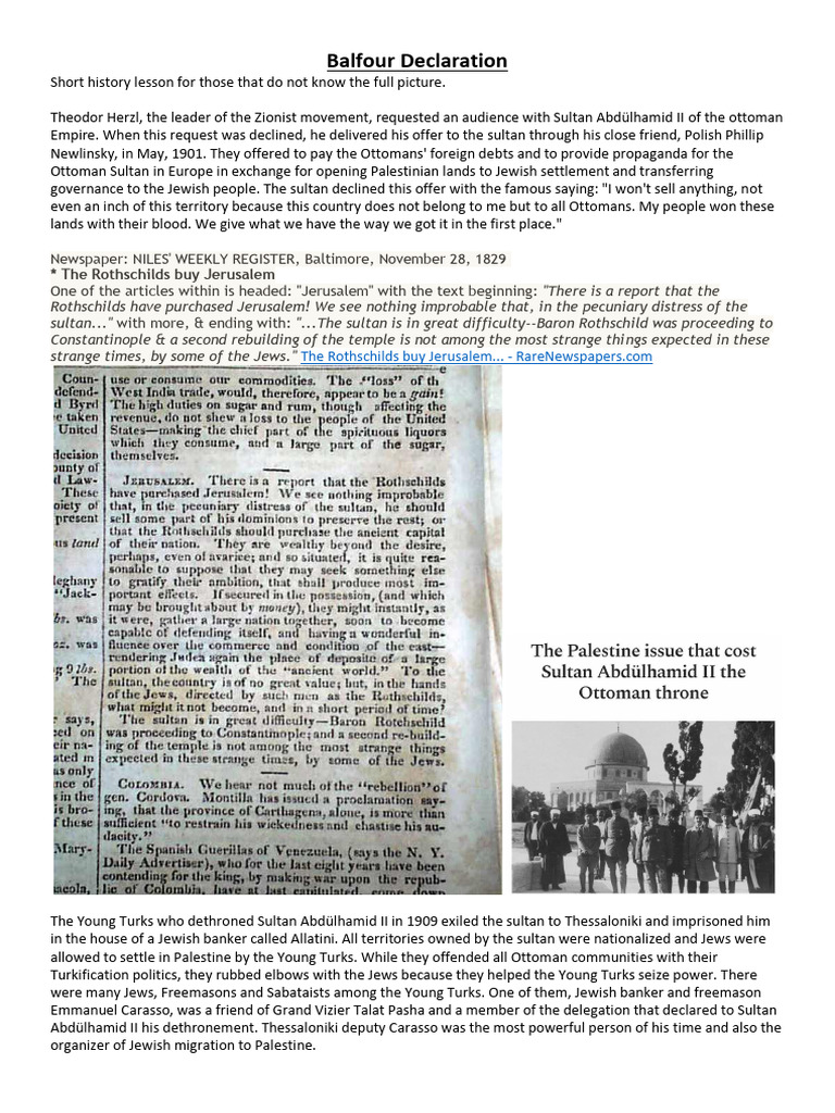 Balfour Declaration: Historical Overview | PDF | Zionism | Israel