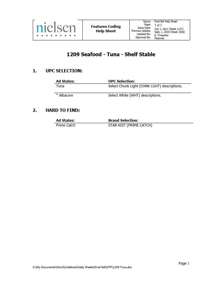 1209 Tuna | PDF