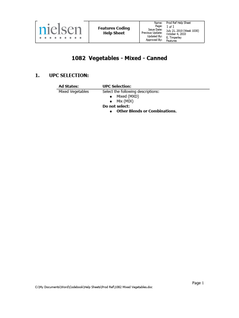 1082 Mixed Vegetables | PDF