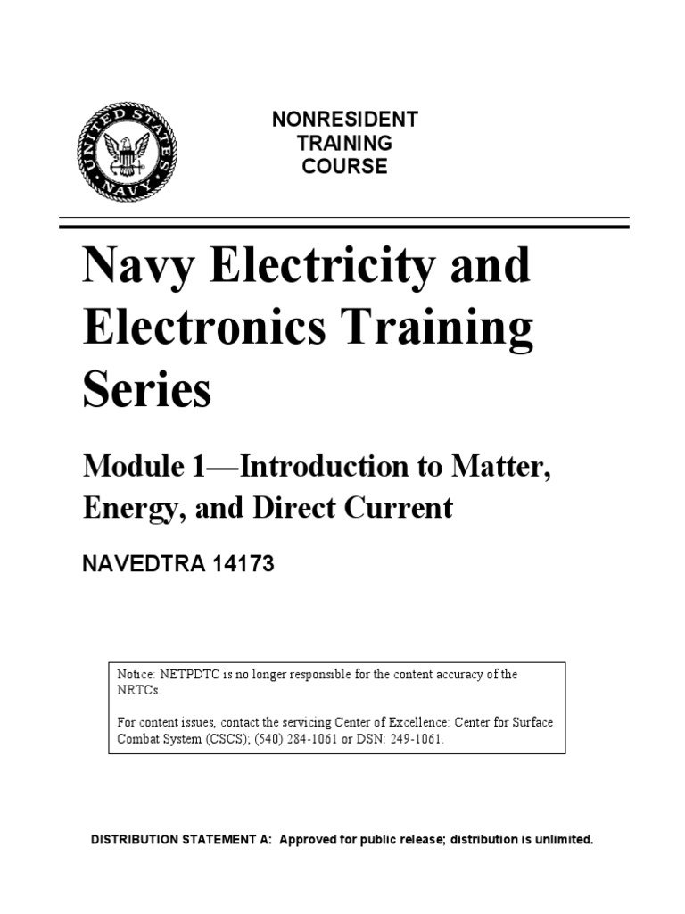 Navy Electricity Training: Matter & DC | PDF