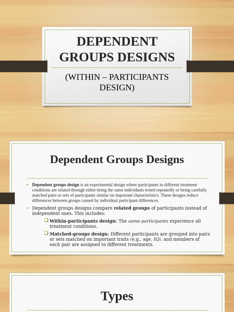 Dependent Groups Designs Explained | PDF | Cognition | Psychological ...