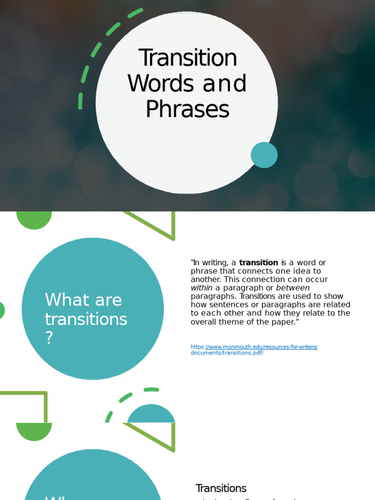 Transition Words and Phrases PowerPoint 2021 | PDF