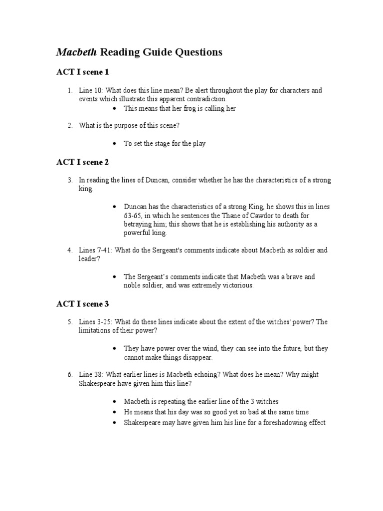 Macbeth Act 1 Study Guide Insights | PDF | Macbeth