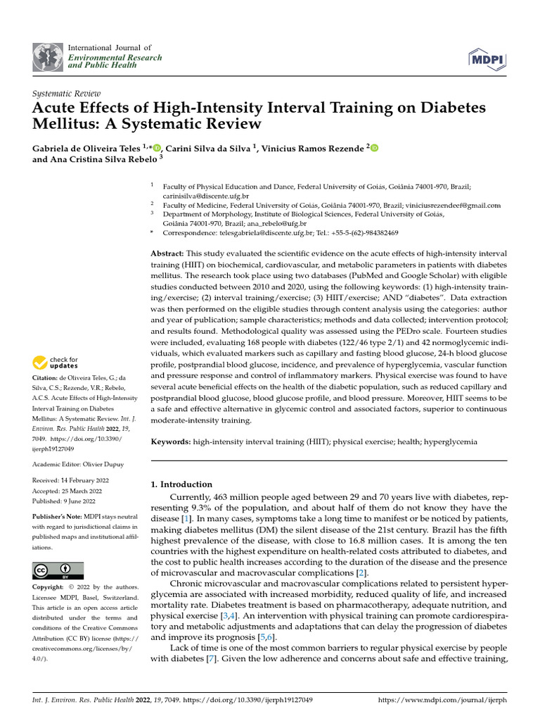 HIIT's Acute Impact on Diabetes Management | PDF | High Intensity ...