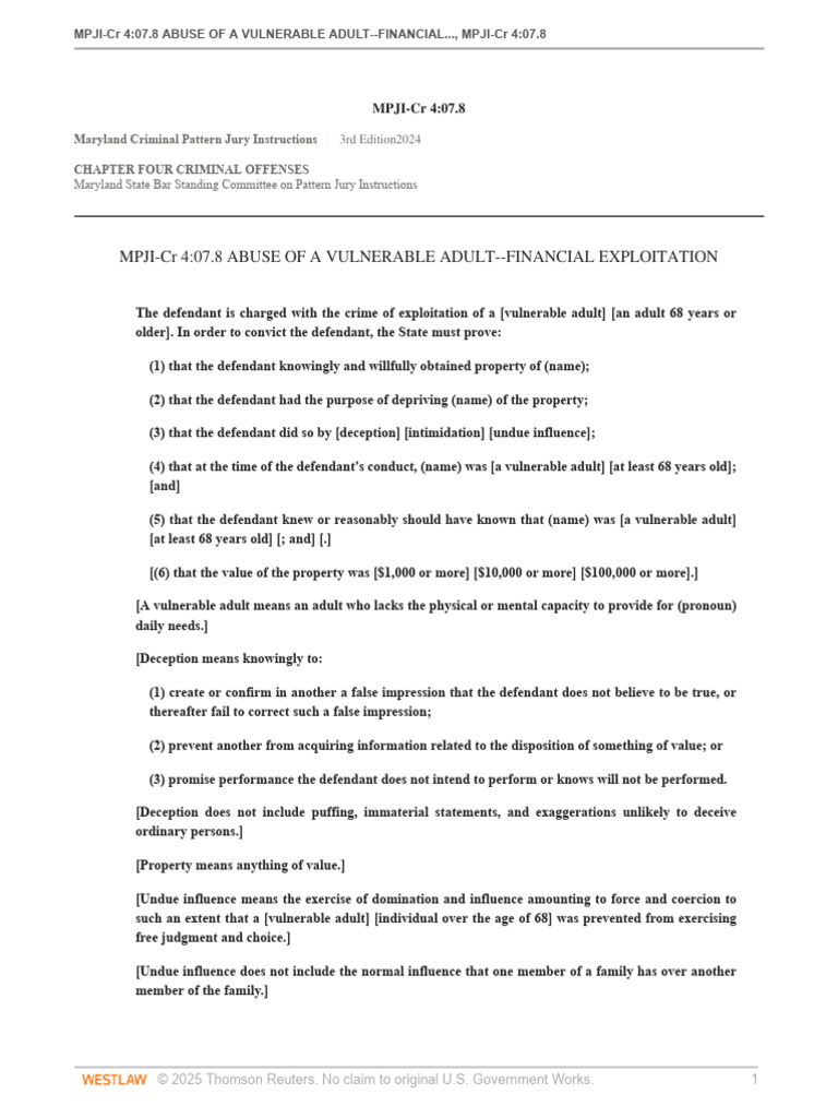 MPJI-Cr 4 - 07.8 ABUSE OF A VULNERABLE ADULT - FINANCIAL EXPLOITATION ...