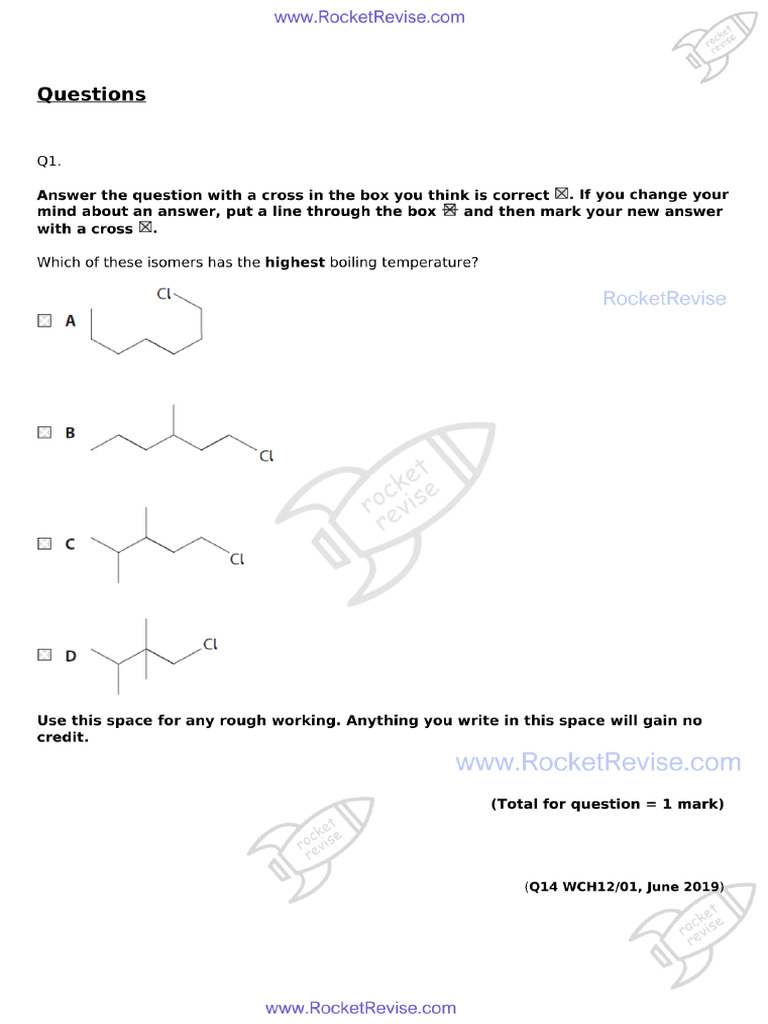 Ias Chemistry Ch7 Intermolecular Forces QP | PDF