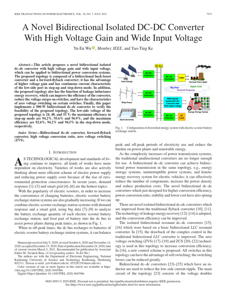 A Novel Bidirectional Isolated DC-DC Converter With High Voltage Gain ...