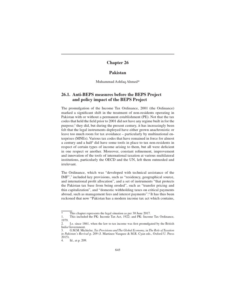 Pakistan's Anti-BEPS Tax Measures Analysis | PDF | Taxes | Tax Treaty