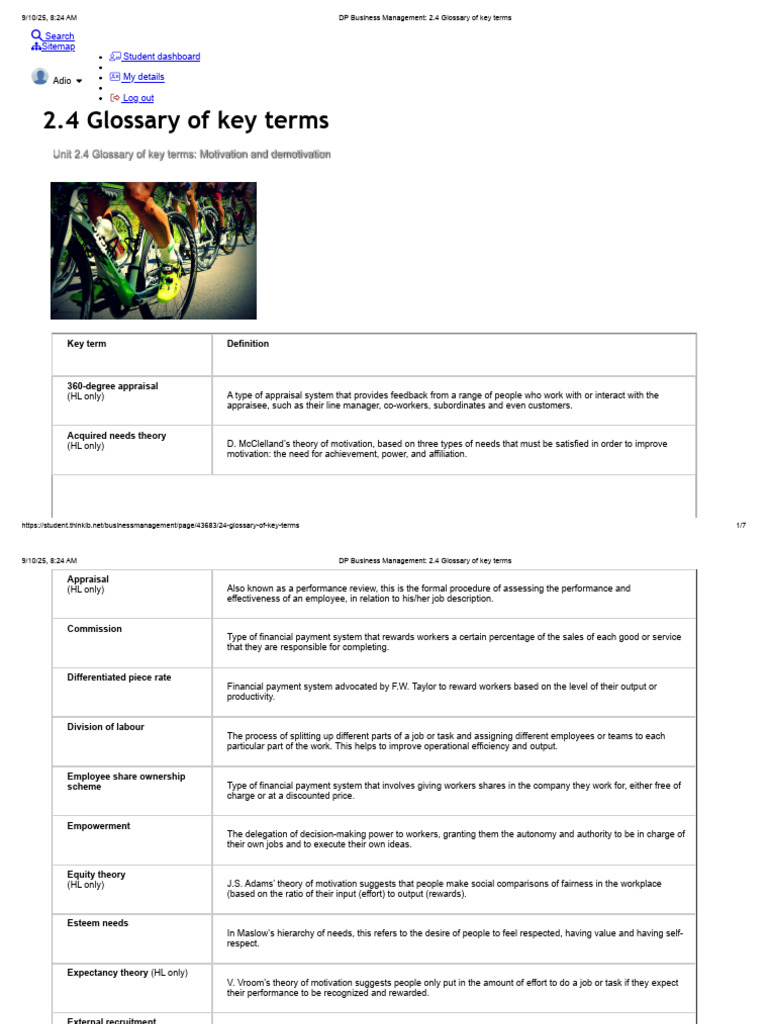 DP BM 2.4 Glossary of Key Terms | PDF | Employment | Motivation