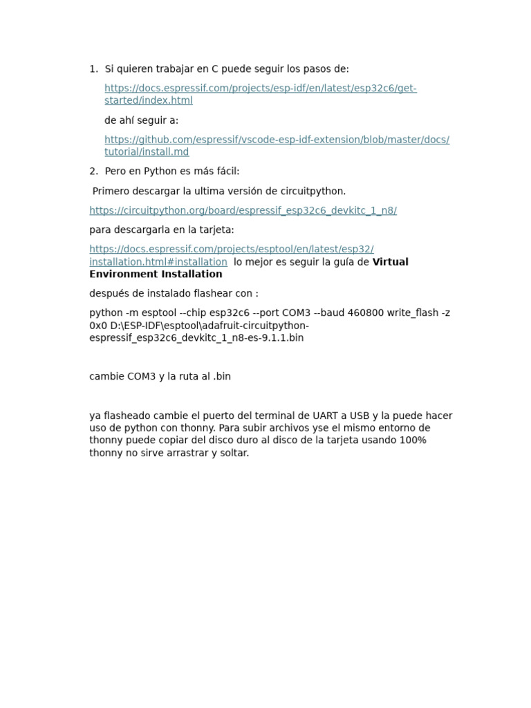 Instalacion de Circuitpython en ESP32-C6-DevKit | PDF