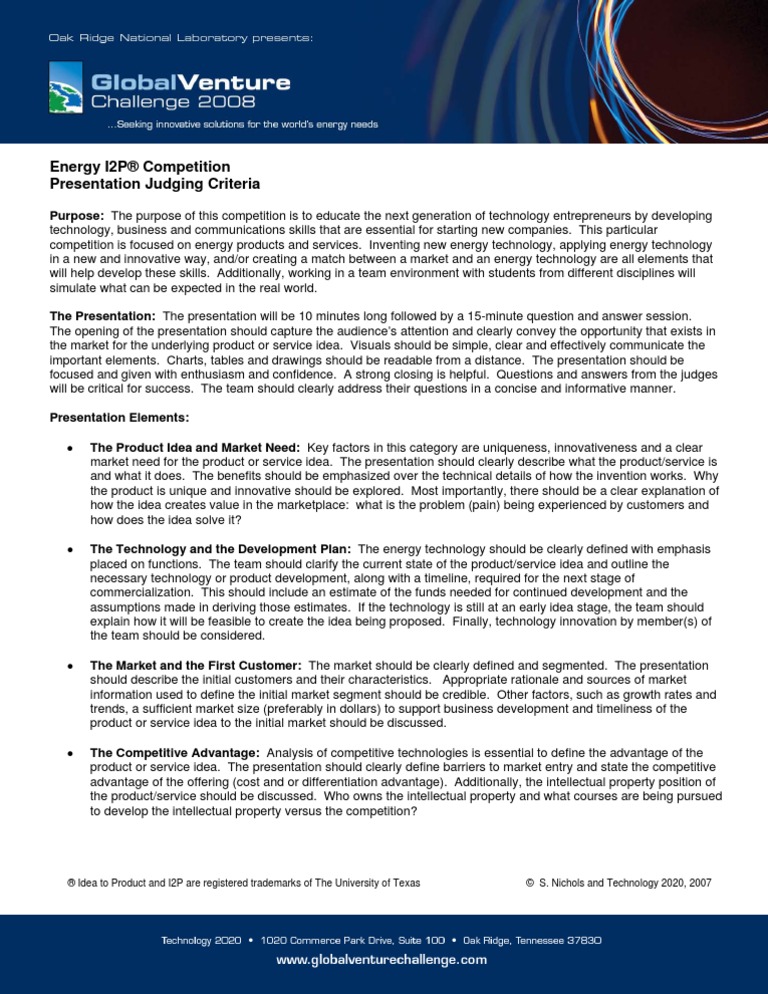 Presentation Criteria | PDF | New Product Development | Competitive ...