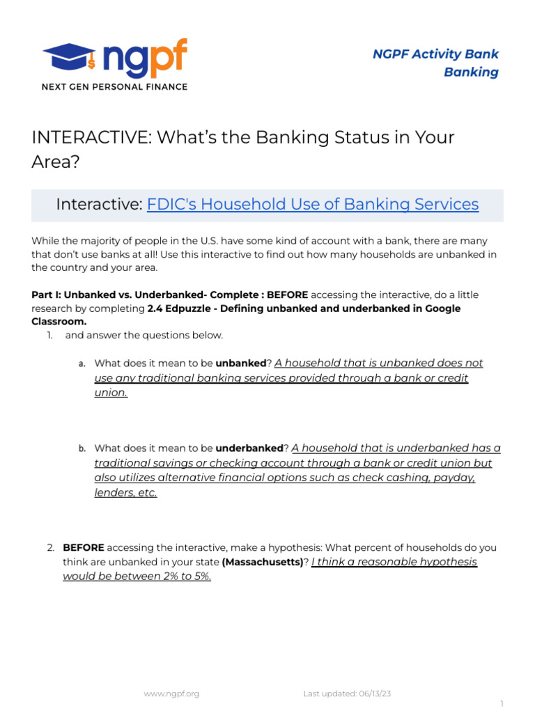 Yureibys Jimenez - 2.4 INTERACTIVE - What's The Banking Status in Your ...