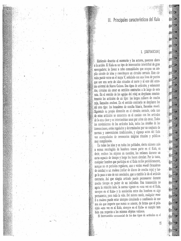 MALINOWSKI, Principales Características Del Kula | PDF